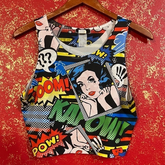 Blush | Tops | Blush Vintage Comic Strip Kapow Pow Boom Crop Top Tank ...
